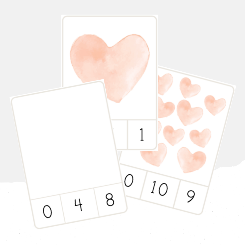 Tarjetas para Contar Corazones | Valentines printable count and clip ...