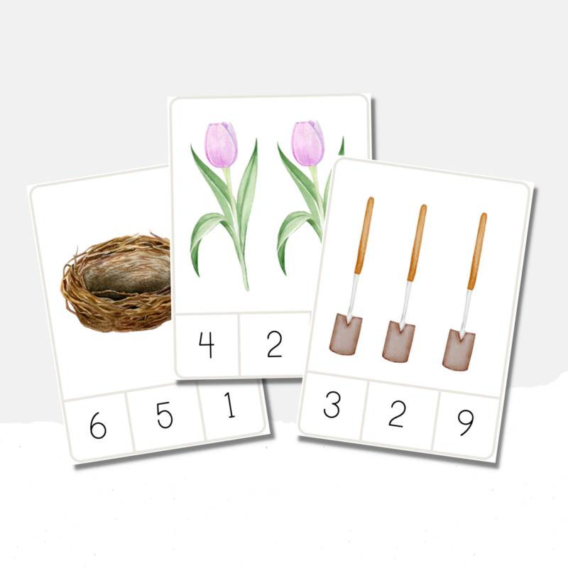 Tarjetas para contar: Primavera | Spring count and clip cards ...