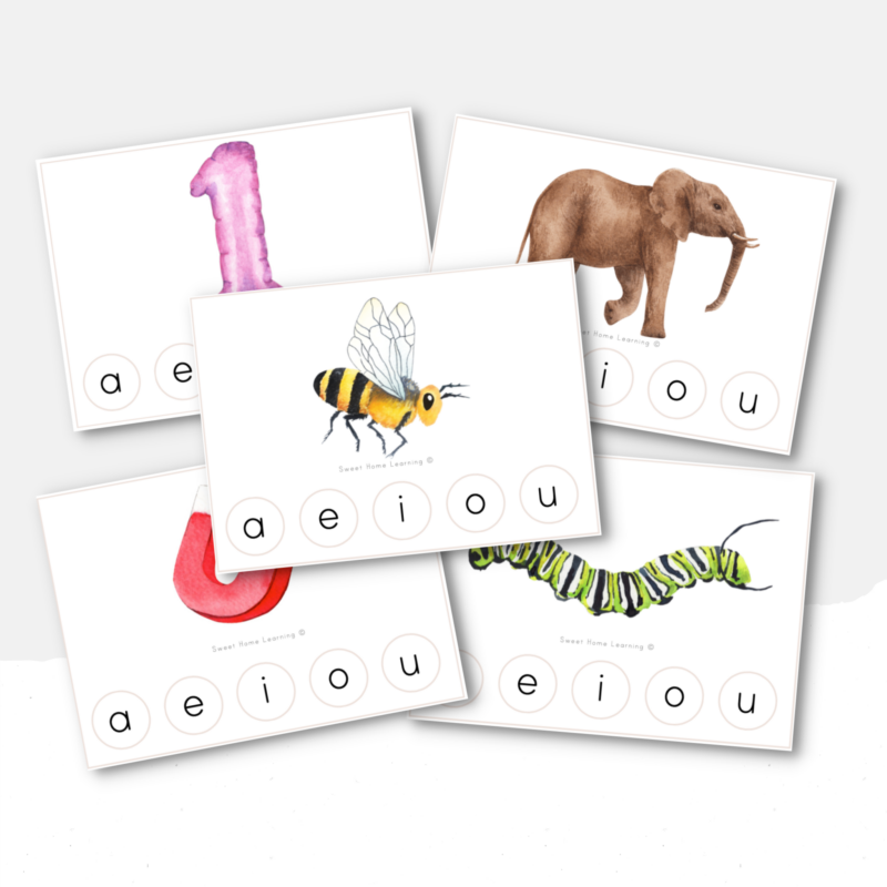 Vocales Sonido Inicial – Vowels Clip Cards Spanish – Sweet Home Learning